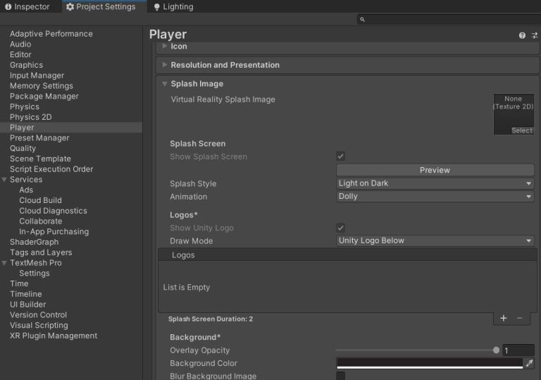 How to customize splash screen in Unity Free version - VionixStudio
